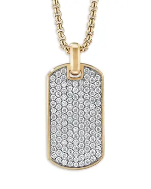 David Yurman Chevron Diamond Tag Pendant - Silver/gold