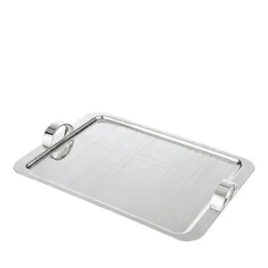 Christofle Graphik Silverplated Large Tray With Handles, 17 X 12