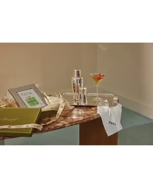 Christofle Graphik Silverplated Large Tray With Handles, 17 X 12