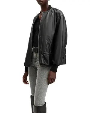 ALLSAINTS Sofi Leather Bomber Jacket - Black