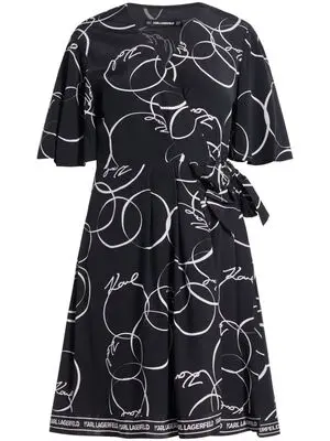 Karl Lagerfeld Circle-print Wrap Dress