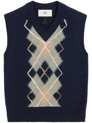 Ami Argyle Wool-cashmere Sleeveless Jumper