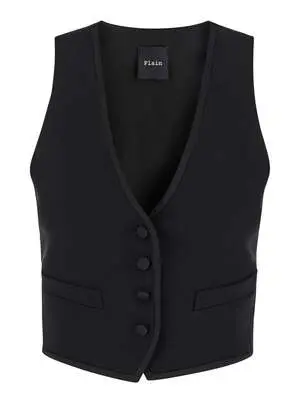 PLAIN Smoking Vest With Covered Buttons - Black