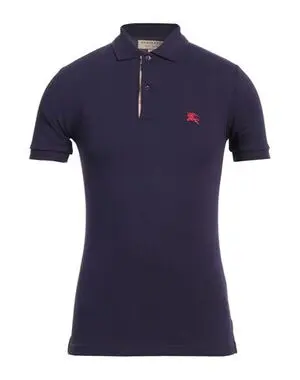 Burberry Man Polo Shirt Bright Blue Size S Cotton, Elastane Purple