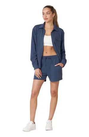 REBODY Retreat Waffle Knit Shorts - Navy