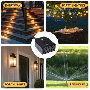 JONATHAN Y Outdoor Smart Dual Plugwifi Remote App Control For Outdoor Lights & Holiday Decor; Compatible With Alexa And Google Home Assistant