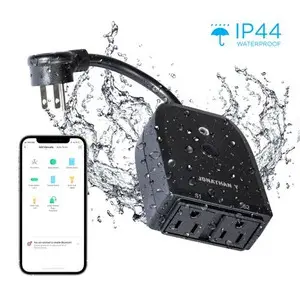 JONATHAN Y Outdoor Smart Dual Plugwifi Remote App Control For Outdoor Lights & Holiday Decor; Compatible With Alexa And Google Home Assistant