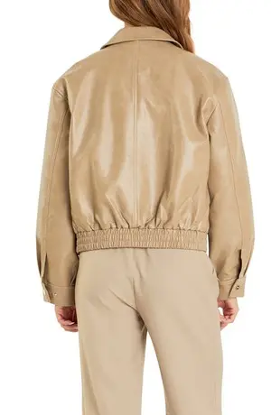 GREY LAB Crop Faux Leather Jacket - Camel
