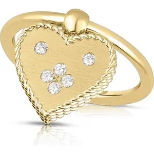 Roberto Coin Diamond Venetian Heart Ring - Yellow Gold