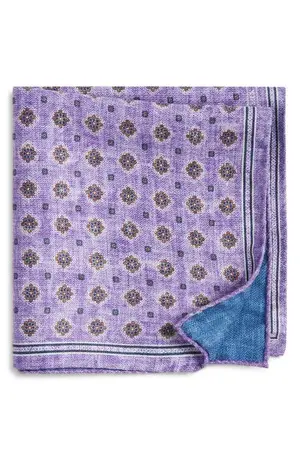 Nordstrom Diamond Medallion Silk Pocket Square - Purple