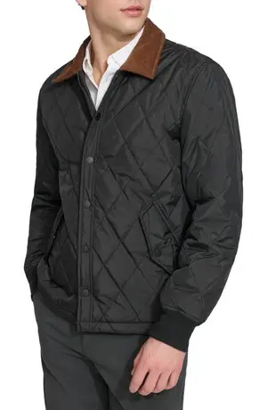 Dockers Quilted Corduroy Collar Bomber Jacket - Black
