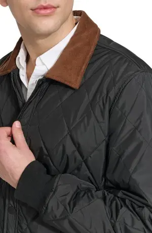 Dockers Quilted Corduroy Collar Bomber Jacket - Black