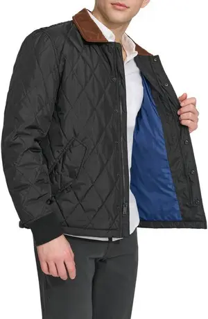 Dockers Quilted Corduroy Collar Bomber Jacket - Black