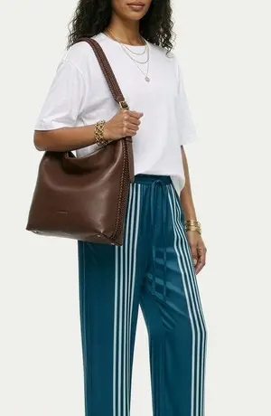 AIMEE Bucket Bag With Braided Shoulder Strap - Fudge