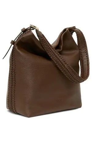 AIMEE Bucket Bag With Braided Shoulder Strap - Fudge