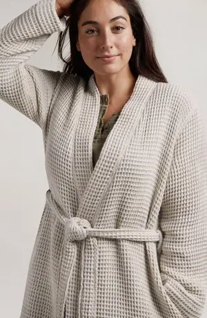 PARACHUTE Gender Inclusive Waffle Knit Cotton Robe - Tan