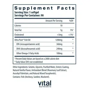 VITAL NUTRIENTS Ultra Pure Fish Oil 700 Enteric Tf 90 Softgels