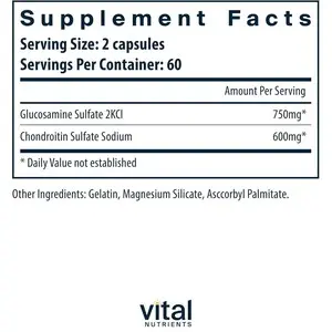 VITAL NUTRIENTS Glucosamine And Chondroitin Sulfate 120 Capsules