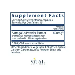 VITAL NUTRIENTS Astragalus Root Extract 600 Mg 90 Capsules