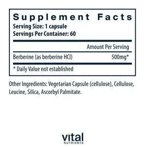VITAL NUTRIENTS Berberine 500mg 60 Capsules