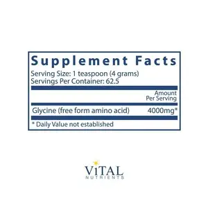 VITAL NUTRIENTS Glycine Powder 4000mg 250 Grams