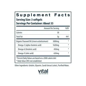 VITAL NUTRIENTS Flax Oil 100 Softgels