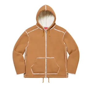 Supreme Faux Shearling Hooded Jacket - Tan