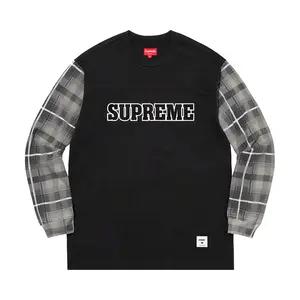 Supreme Plaid Sleeve Long-sleeve Top - Black