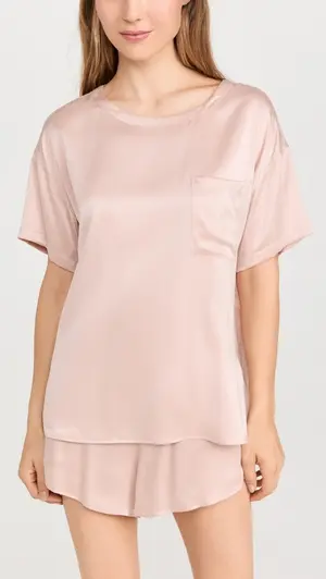 Lunya Washable Silk Tee Short Set - Delicate Pink