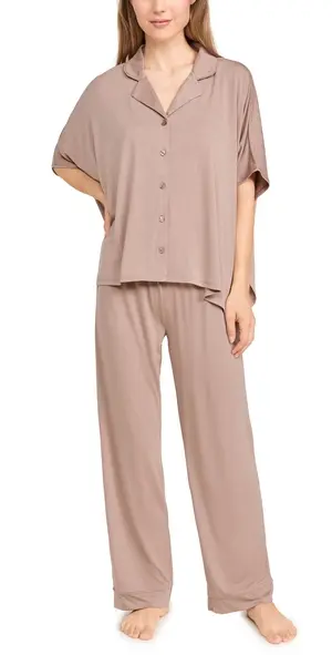 Flora Nikrooz Solid Knit Caftan Pajama Set