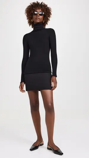 Enza Costa Ribbed Knit Turtleneck With Long Sleeves - Black