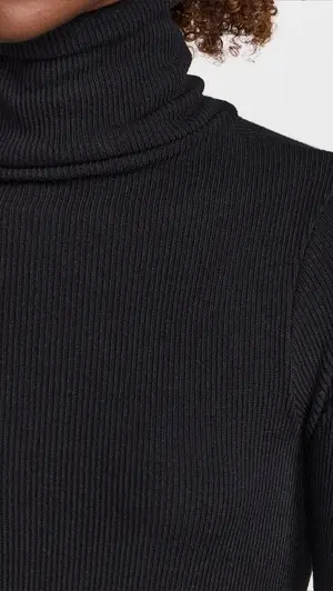 Enza Costa Ribbed Knit Turtleneck With Long Sleeves - Black