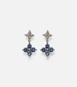 STONE AND STRAND 10kt Clover Earrings With Sapphire And Diamond - Gold