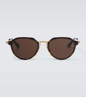 Bottega Veneta Thin Triangle Round Sunglasses - Brown