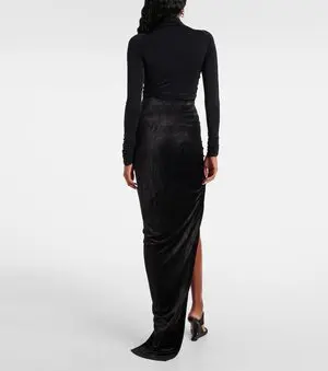 Rick Owens Twisted Edfu Velvet Maxi Skirt - Black