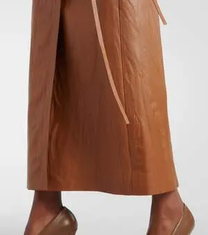 THE ROW Bert Leather Wrap Skirt - Brown