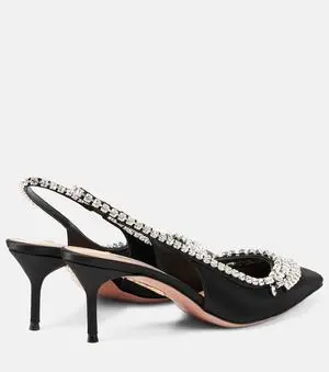 AQUAZZURA Embellished Satin Slingback Pumps - Black