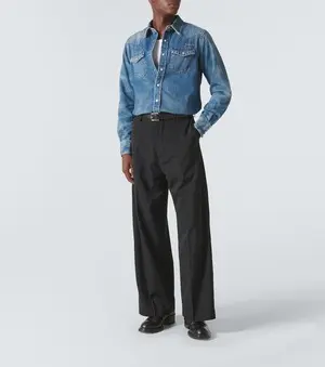 Givenchy Logo Embroidered Denim Shirt - Blue