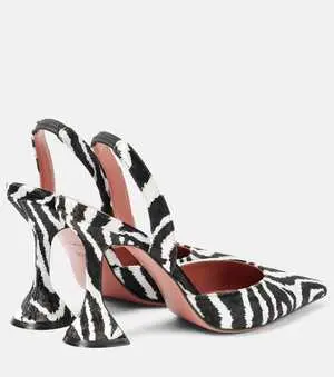 Amina Muaddi Holli Zebra-print Slingback Pumps - Black