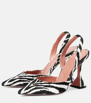 Amina Muaddi Holli Zebra-print Slingback Pumps - Black