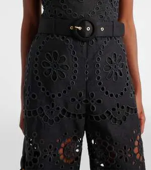 Zimmermann Pop Embroidered Linen Wide-leg Pants
