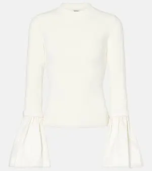 Simkhai Agata Taffeta-trimmed Ribbed-knit Top - White