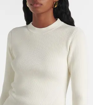 Simkhai Agata Taffeta-trimmed Ribbed-knit Top - White