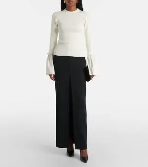 Simkhai Agata Taffeta-trimmed Ribbed-knit Top - White