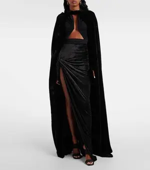 Rick Owens Twist Edfu Velvet Maxi Skirt - Black
