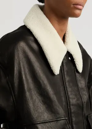 Khaite Shellar Shearling-trimmed Leather Bomber Jacket - Black