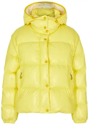 Moncler Quilted Shell Jacket With Detachable Hood And Sleeves - Yellow