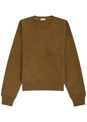 Saint Laurent Logo-embroidered Cotton Sweatshirt - Brown
