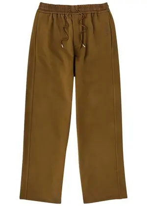 Saint Laurent Logo-embroidered Cotton Sweatpants - Brown