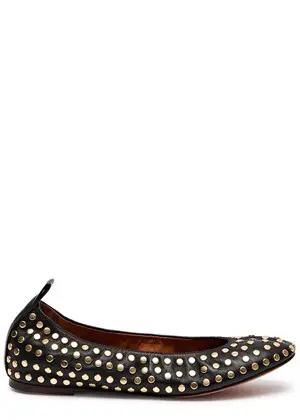LANVIN Studded Leather Ballet Flats - Black
